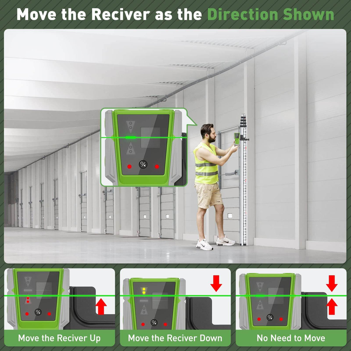 Huepar Laser Detector for Red and Green Laser Lines - Huepar
