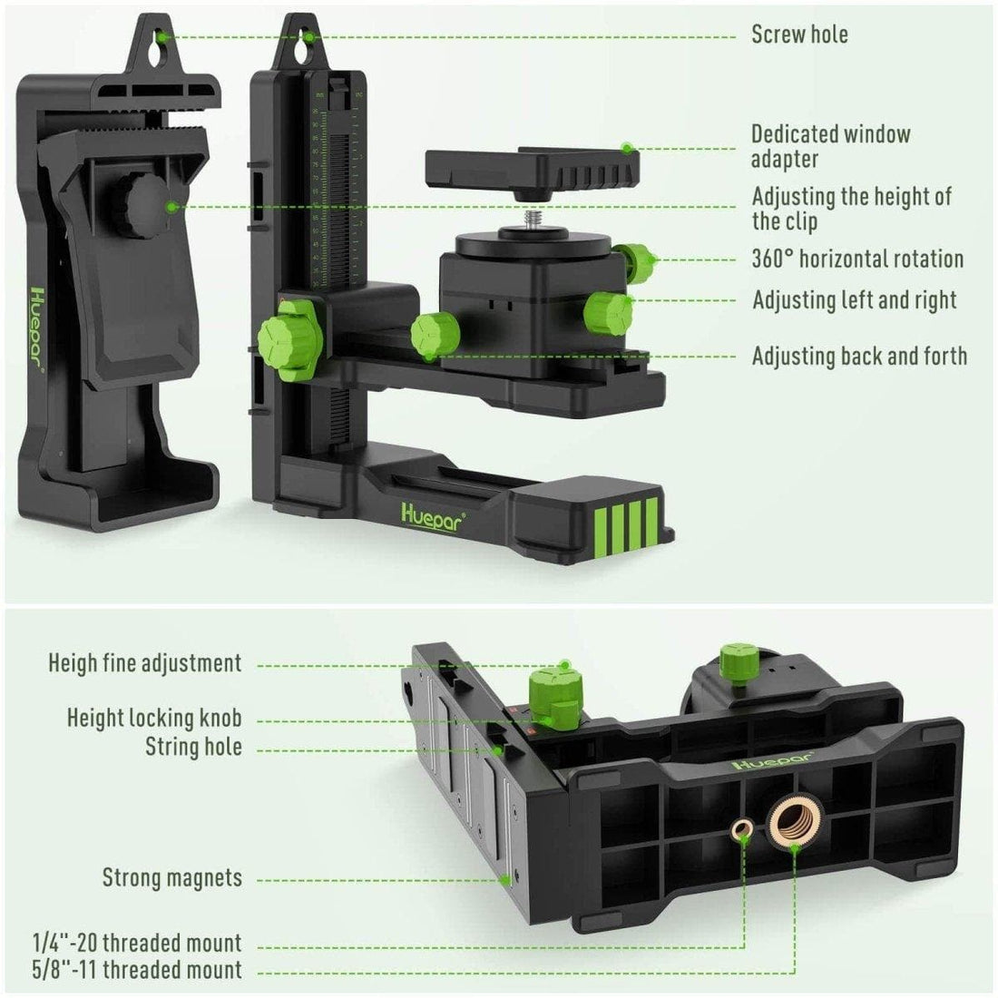 Huepar PV11+ - Fine-tuning Bracket Laser Level Mount, Base with 360 ...